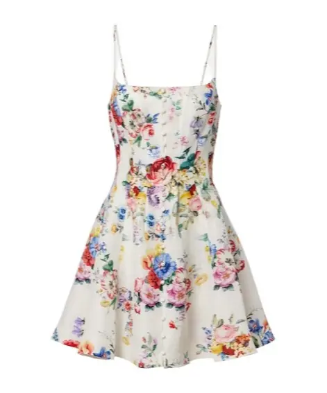 Camilla Embellished Floral Linen And Silk Minidress - White