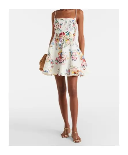 Camilla Embellished Floral Linen And Silk Minidress