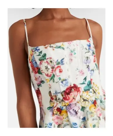 Camilla Embellished Floral Linen And Silk Minidress