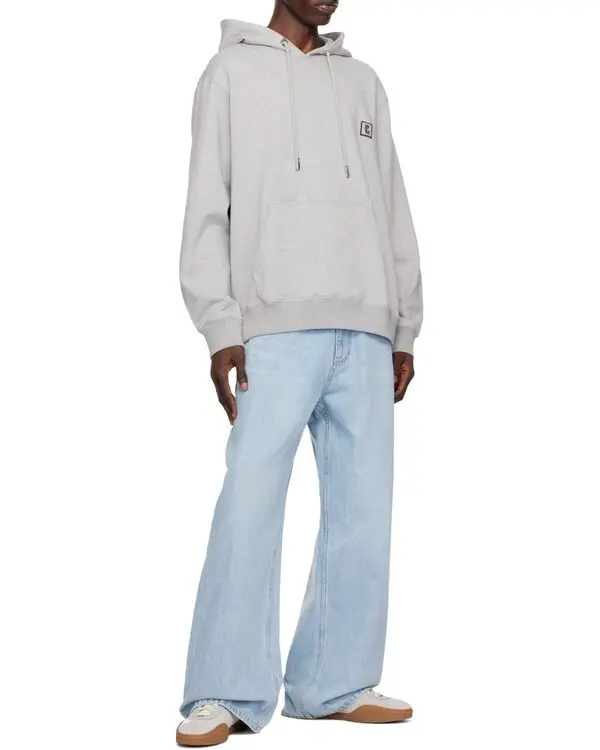 WOOYOUNGMI Long Sleeve Hooded Hoodie With Kangaroo Pocket - Grey