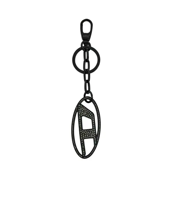 DIESEL® Oval D Keyring With Crystal Embellishments