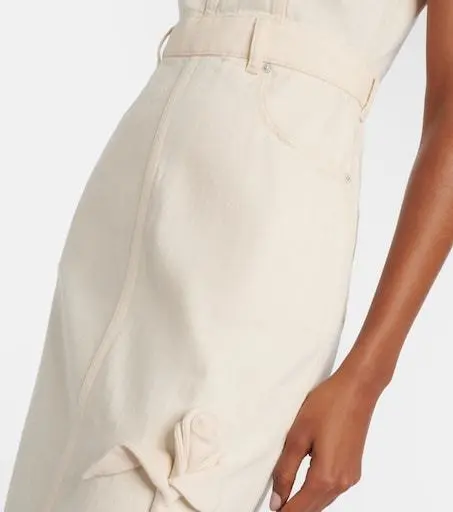 Erdem Floral-appliqué Denim Midi Dress