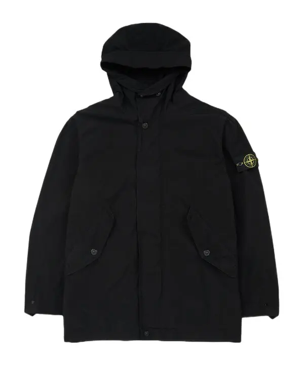 Stone Island Logo Patch Hooded Jacket - Black