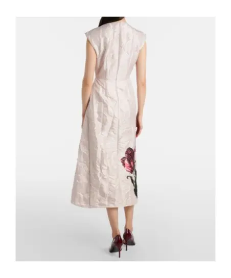 Erdem Floral Draped Satin Midi Dress