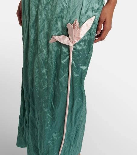 Erdem Floral-appliqué Satin Midi Dress