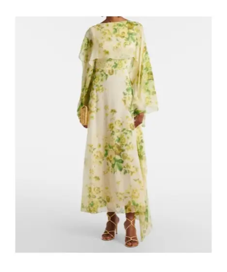 Erdem Draped Floral Silk Creponne Midi Dress