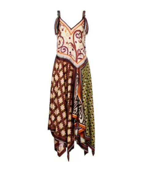 ALEMAIS Wilson Asymmetric Silk Twill Midi Dress - Multicolor
