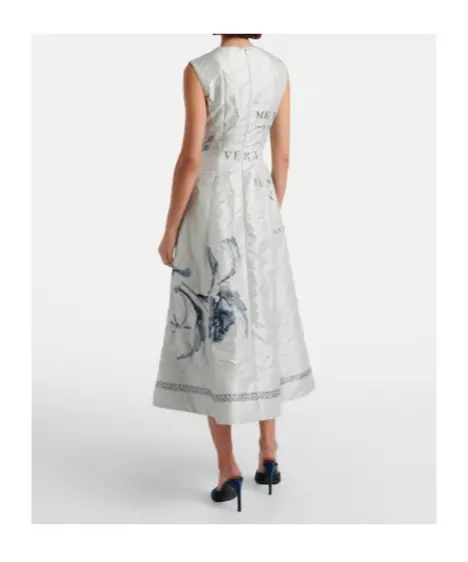 Erdem Printed Satin Twill Midi Dress