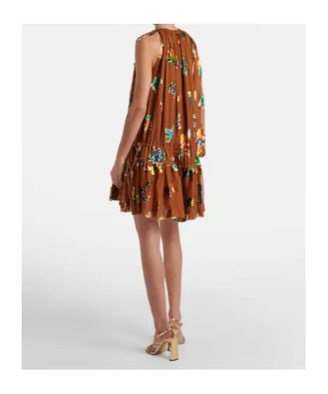 ALEMAIS Embroidered Silk-blend Mini Dress