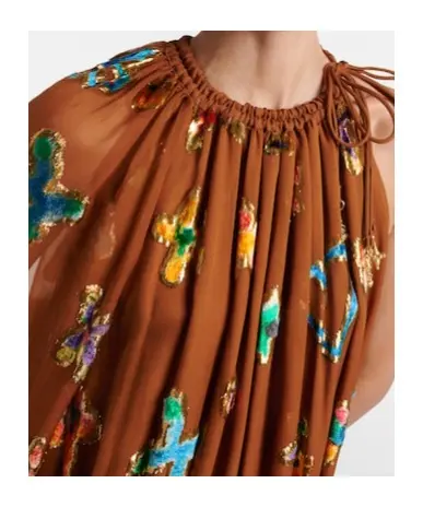 ALEMAIS Embroidered Silk-blend Mini Dress