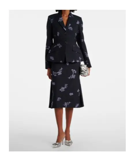Erdem Wool And Cotton Jacquard Pencil Skirt
