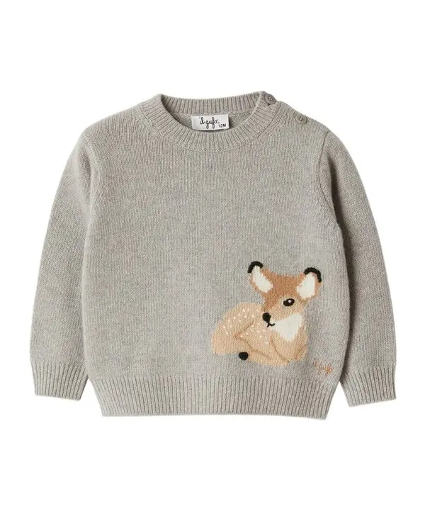 IL GUFO Logo Embroidered Crewneck Jumper - Grey