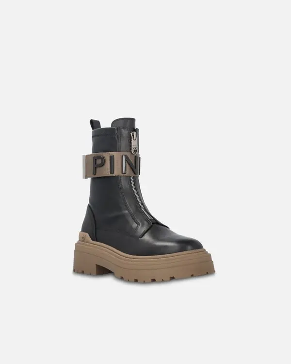 Pinko Logo Detailed Zipped Ankle Boots