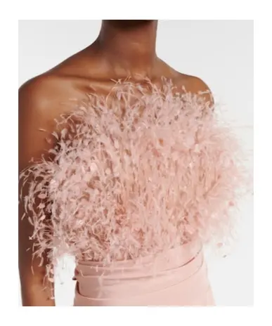 Oscar De La Renta Feather-trimmed Silk Faille Bustier Gown