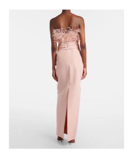 Oscar De La Renta Feather-trimmed Silk Faille Bustier Gown