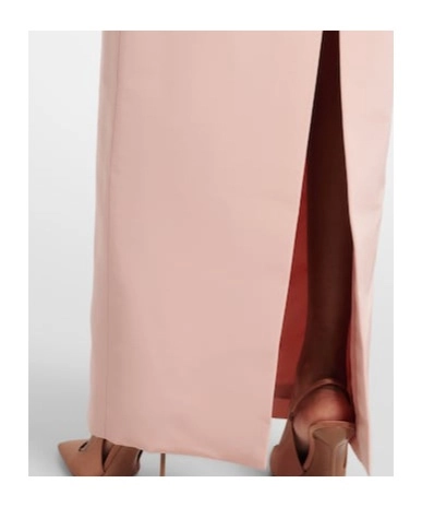 Oscar De La Renta Feather-trimmed Silk Faille Bustier Gown