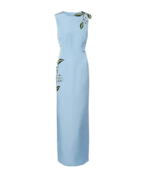 Oscar De La Renta Porcelain Flower Silk Faille Maxi Dress - Blue