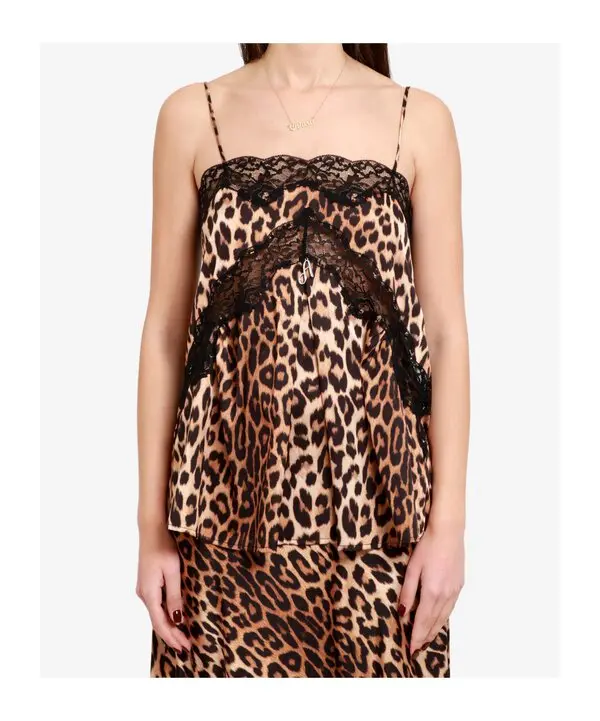 ANIYE BY Leonie Leopard Print Lace Trim Camisole