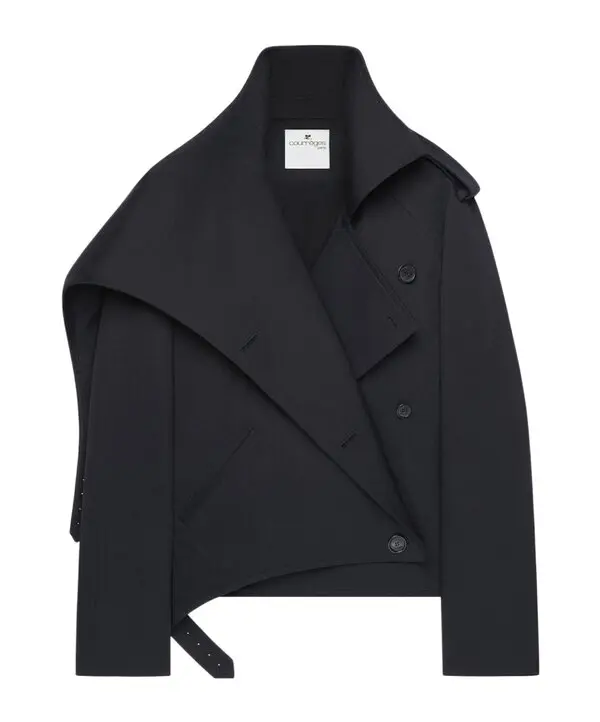 COURREGES Courrèges Oblique Short Trench Coat - Black