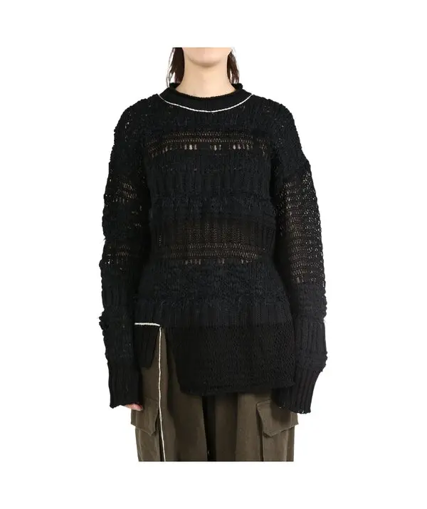 Y’s Destructured Stripe Knitwear - Black