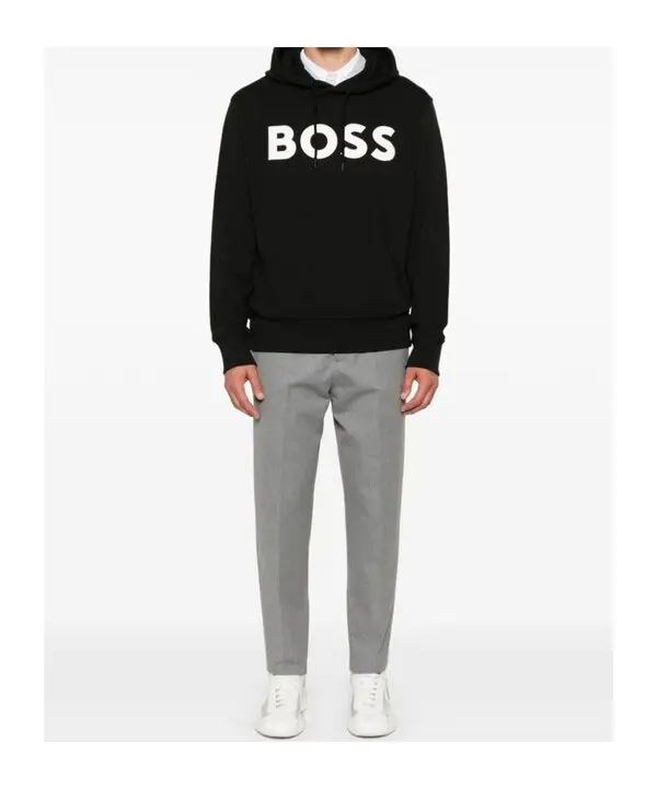 Hugo Boss Logo Printed Drawstring Hoodie