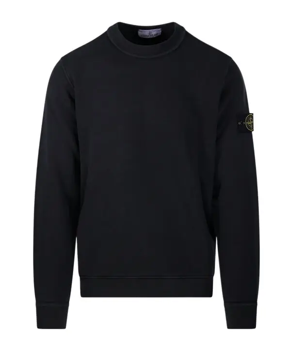 Stone Island Logo Patch Crewneck Sweatshirt - Black