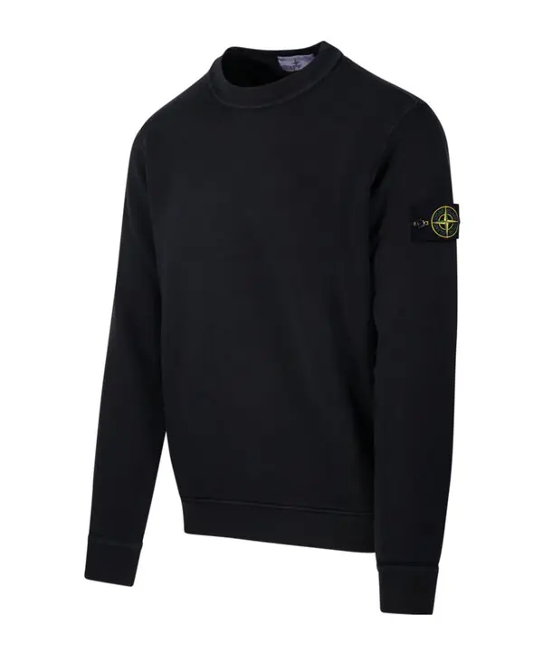 Stone Island Logo Patch Crewneck Sweatshirt - Black