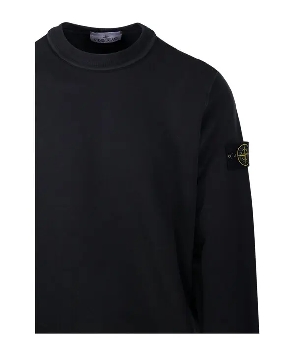 Stone Island Logo Patch Crewneck Sweatshirt - Black