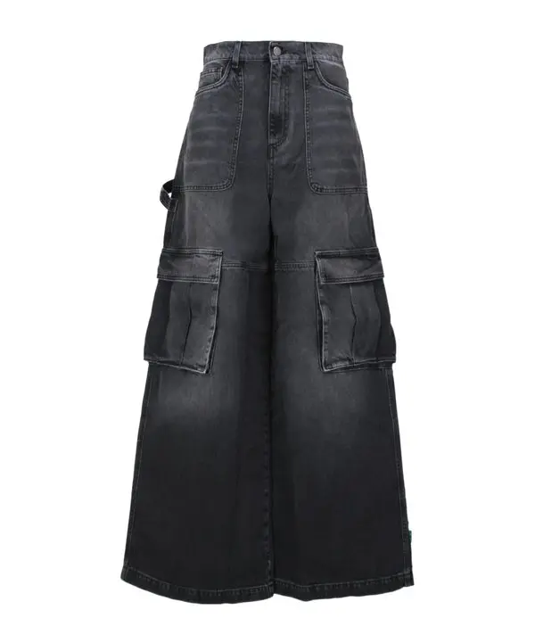 ANIYE BY Cargo Wide Leg Jeans - Black