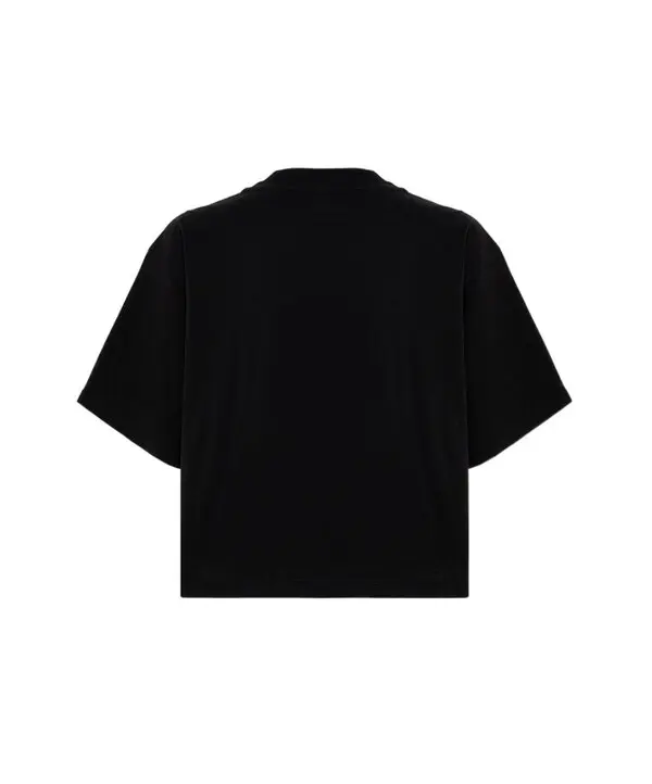 AUTRY Cropped Cotton Jersey T-shirt With Logo - Black
