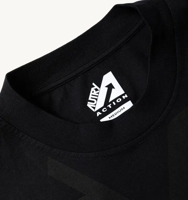 AUTRY Cropped Cotton Jersey T-shirt With Logo - Black