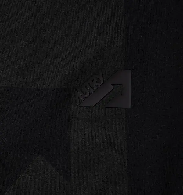 AUTRY Cropped Cotton Jersey T-shirt With Logo - Black