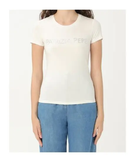 Patrizia Pepe Rhinestone-logo T-shirt