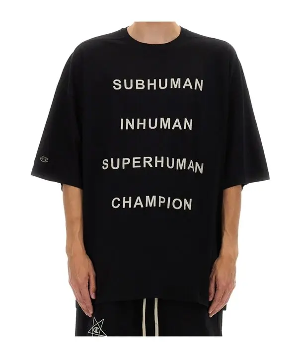 Rick Owens Text Printed Crewneck T-shirt - Black