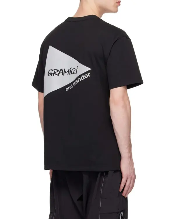 AND WANDER Logo Print Short Sleeve Hoodie