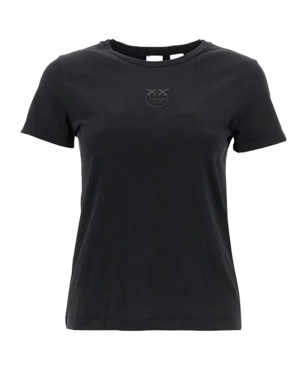 Pinko Logo-embroidered Crewneck T-shirt - Black