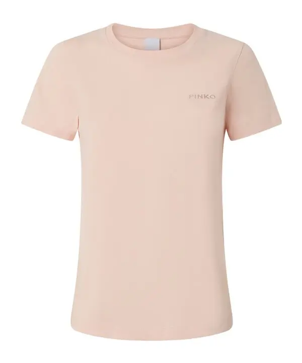 Pinko Logo Embroidered Crewneck T-shirt - Nude