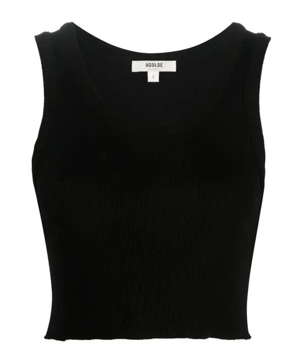 AGOLDE Ribbed Knit Cropped Vest - Black