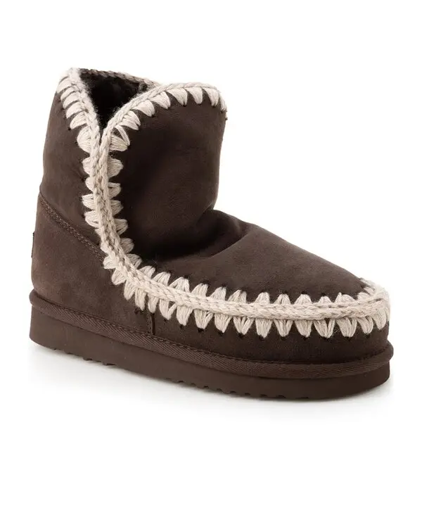 Mou Hand-made Spliced Suede Sheepskin Ankle Boots