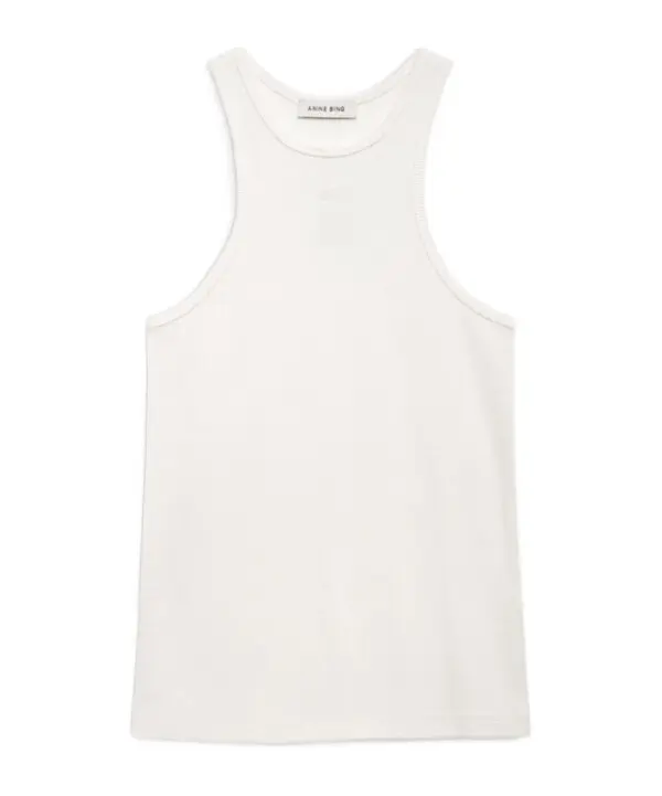 ANINE BING Ribbed Sleeveless Tank - Cream