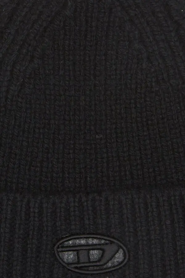 DIESEL® Ribbed Knit Beanie With Oval 'd' Embroidery