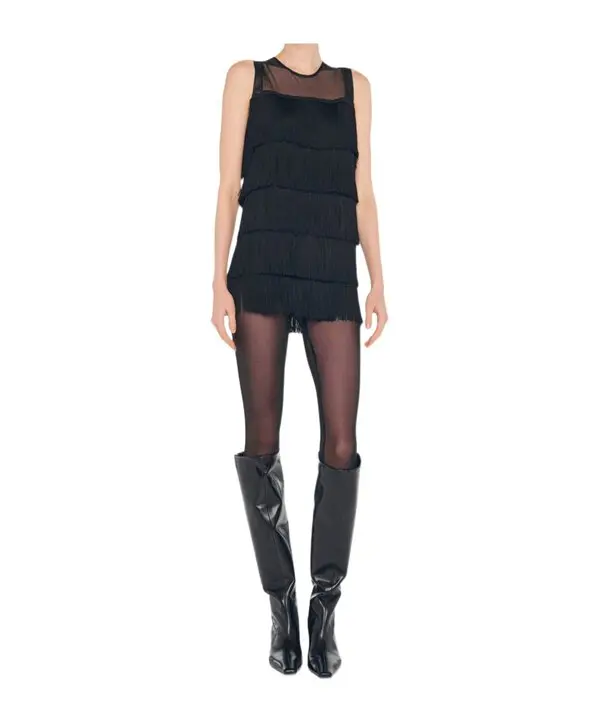 Norma Kamali Fringe Detailed Sleeveless Dress - Black