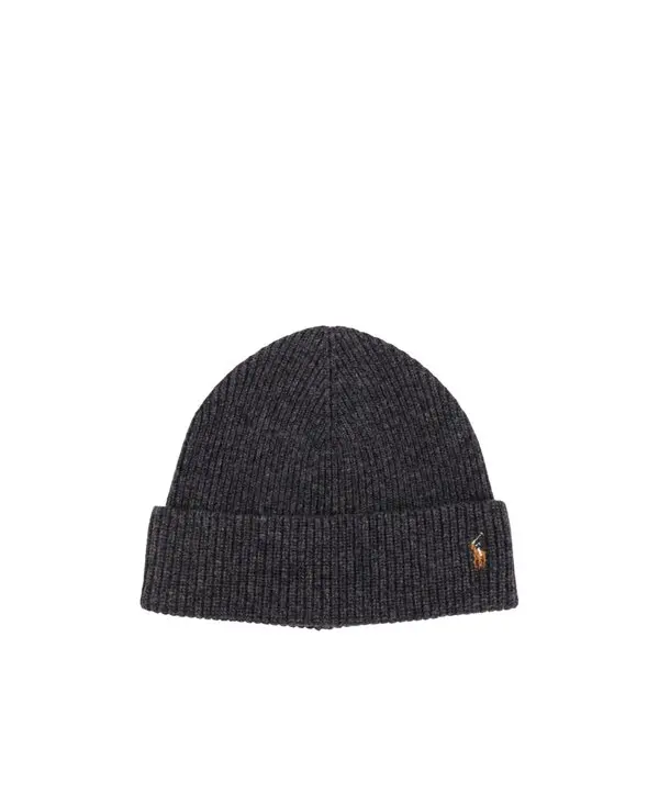 Polo Ralph Lauren Ribbed Logo Beanie Hat - Grey