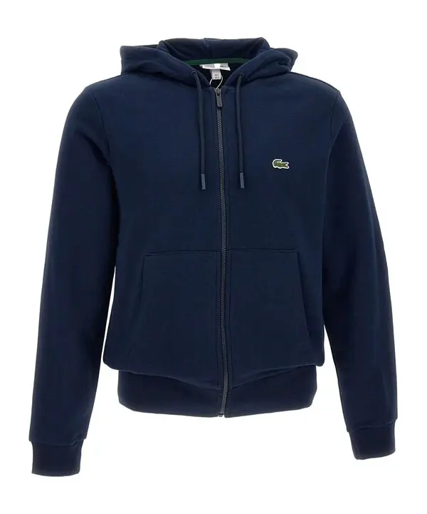 Lacoste Logo Patch Zip-up Drawstring Hoodie