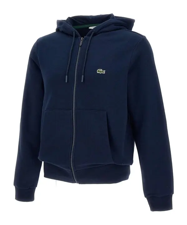 Lacoste Logo Patch Zip-up Drawstring Hoodie