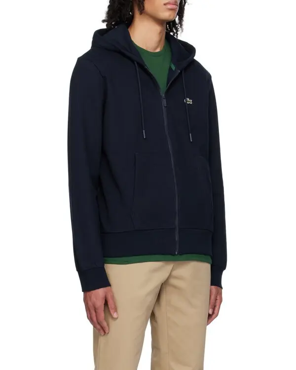 Lacoste Logo Patch Zip-up Drawstring Hoodie