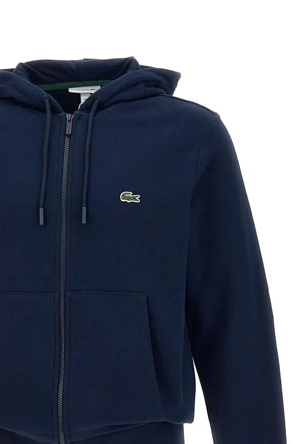Lacoste Logo Patch Zip-up Drawstring Hoodie