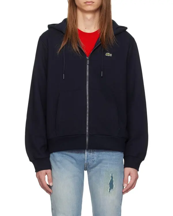 Lacoste Logo Patch Zip-up Drawstring Hoodie