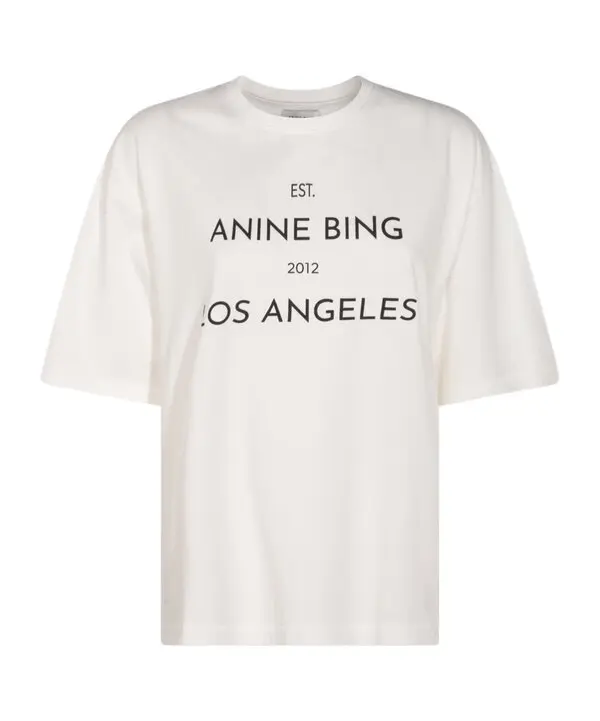 ANINE BING Logo Printed Crewneck T-shirt - White