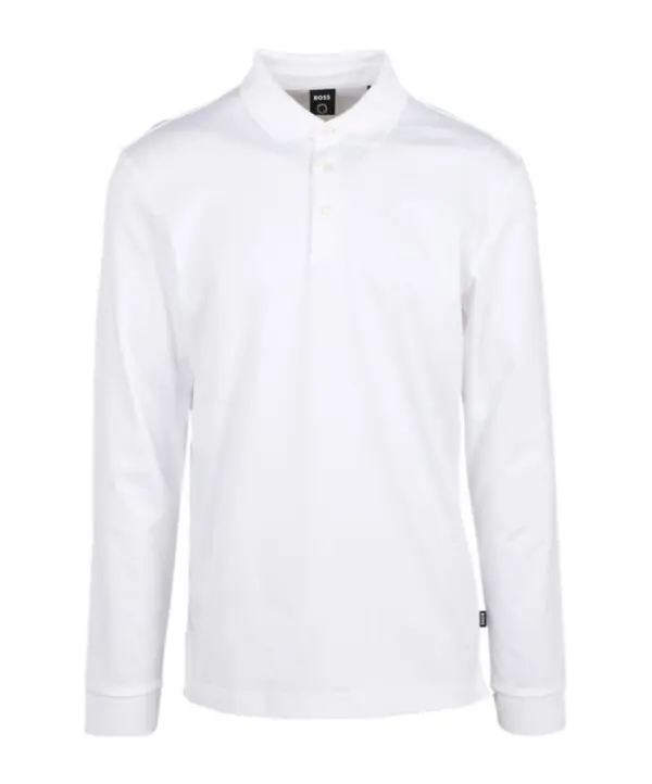 Hugo Boss Long-sleeved Buttoned Polo Shirt - White